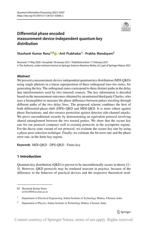 Differential Phase Encoded Measurement Device Independent Quantum Key