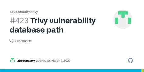 Trivy Vulnerability Database Path Issue Aquasecurity Trivy GitHub