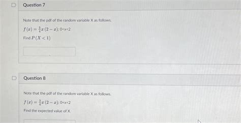 Solved Note That The Pdf Of The Random Variable X As