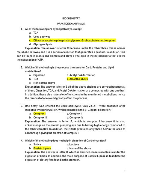 SOLUTION Biochemistry Practice Exam Studypool