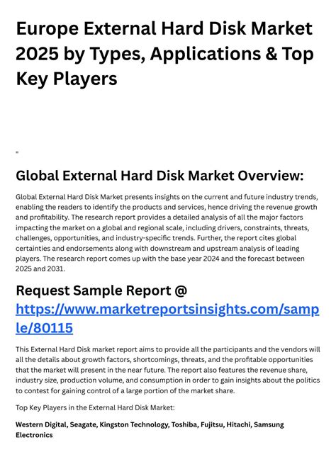 Europe External Hard Disk Market 2025 By Types Applications And Top Key Players By