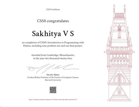 Sakhitya Senthil Kumar On Linkedin Cs50p Python Programming Learning Achievement