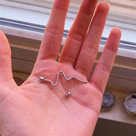 Squiggly Industrial Bars Comes In Rose Gold Silver Depop