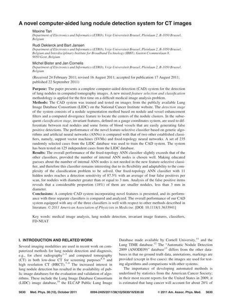 Pdf A Novel Computer Aided Lung Nodule Detection System For · A