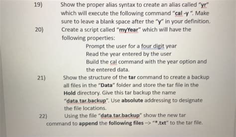 Solved 19 20 Show The Proper Alias Syntax To Create An