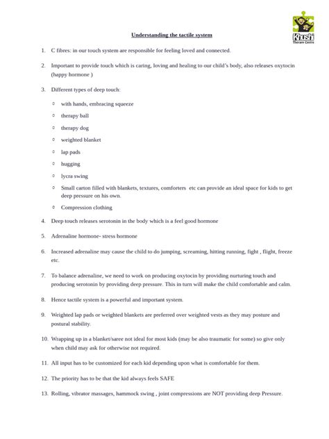 Tactile Input Pdf Somatosensory System Behavioural Sciences
