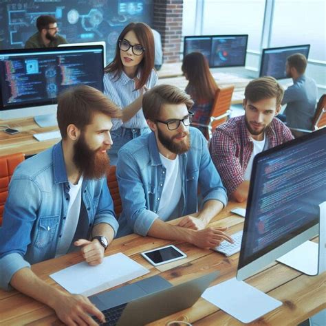 Software Developers Collaborating Premium Ai Generated Image