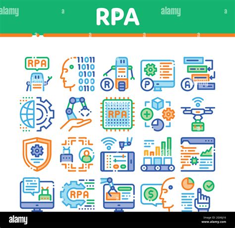 Rpa Robotic Process Automation Icons Set Vector Stock Vector Image