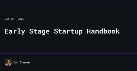 Early Stage Startup Handbook