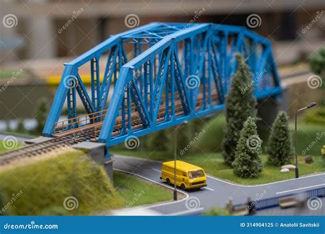 A Layout On The Scale Of Urban Objects A Railway And Various Transport Stock Image Image Of