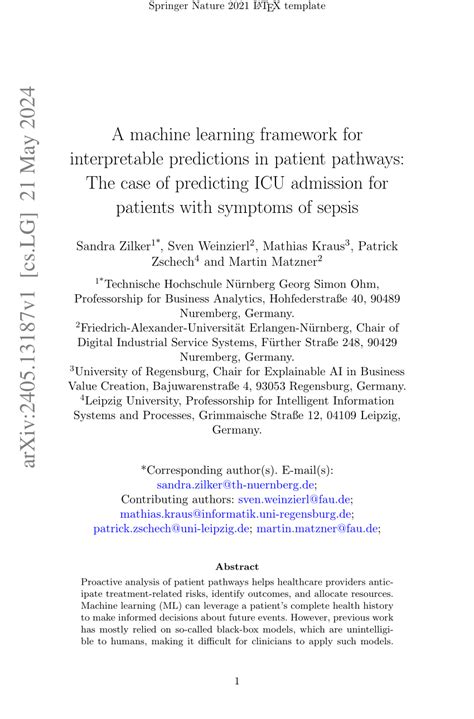 Pdf A Machine Learning Framework For Interpretable Predictions In Patient Pathways The Case
