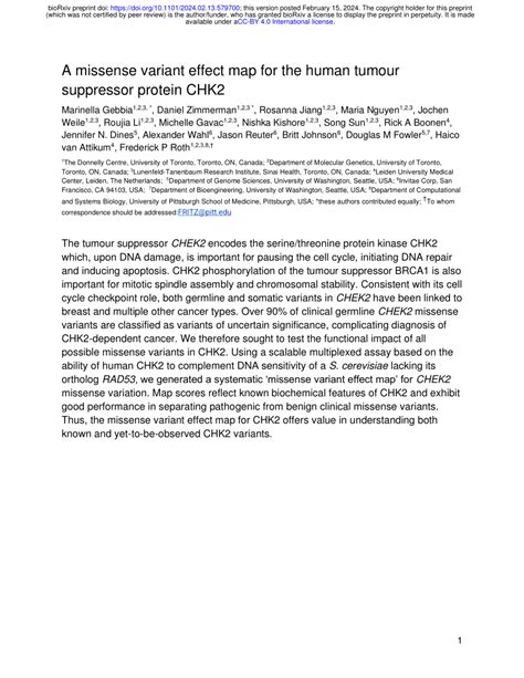 Pdf A Missense Variant Effect Map For The Human Tumour Suppressor
