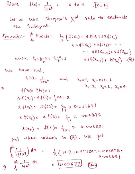 [solved] what is simpson s method n 4 subintervals to estimate integral