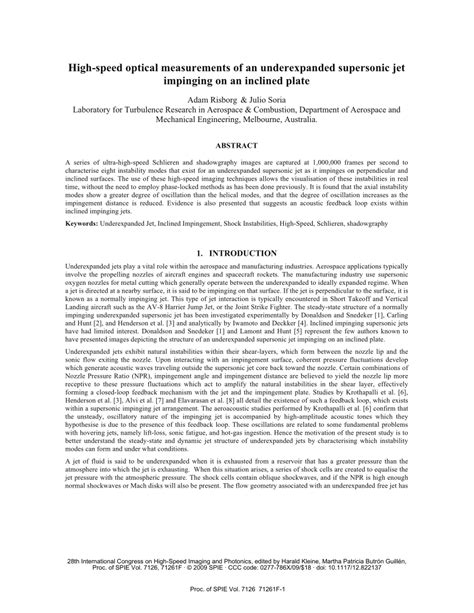 Pdf High Speed Optical Measurements Of An Underexpanded Supersonic