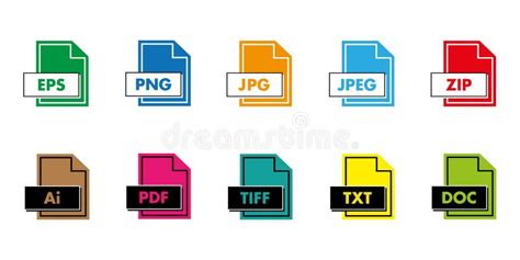 file type icon set format of documents file extensions colored file