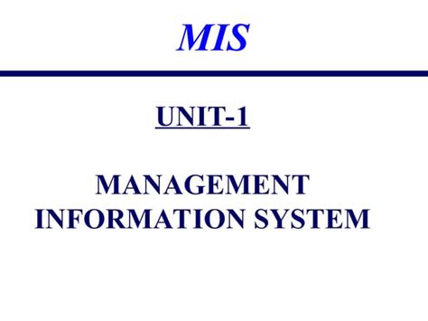 The Evolution Of Management Information System Pptx