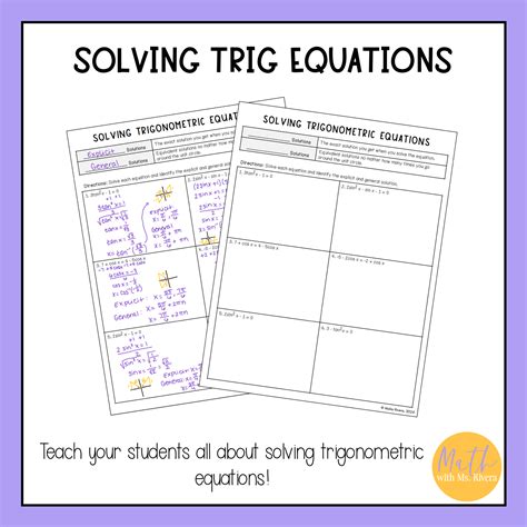 Solving Trigonometric Equations Guided Notes For Algebra 2 Trigonometry Made By Teachers