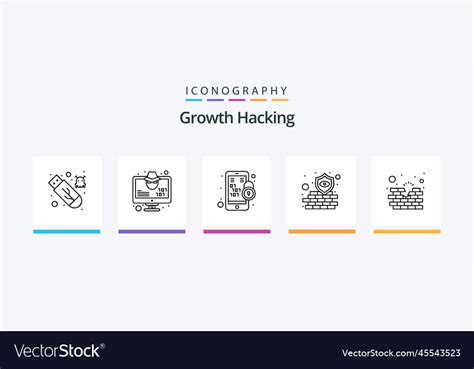 Hacking Line 5 Icon Pack Including Virus Network Vector Image