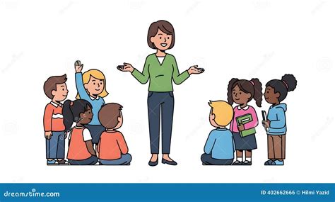 Diverse Classroom Interaction With Engaged Teacher And Students Royalty