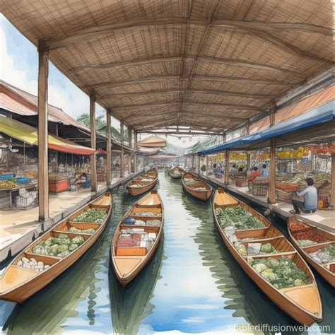 Floating Markets Interior Architectural Sketch Stable Diffusion Online