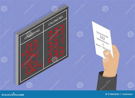 3d Isometric Flat Vector Illustration Of Queue Display Number Stock