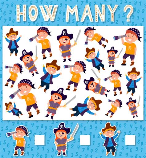 premium vector count all pirate elements and write the number into