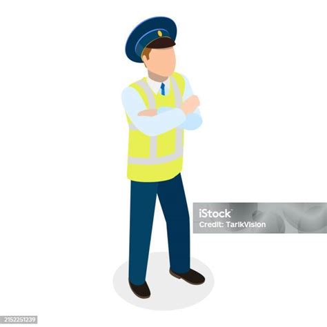 교통 경찰관 캐릭터의 3d 아이소 메트릭 플랫 벡터 세트입니다 항목 2 거리에 대한 스톡 벡터 아트 및 기타 이미지 거리 검사자 교통 Istock