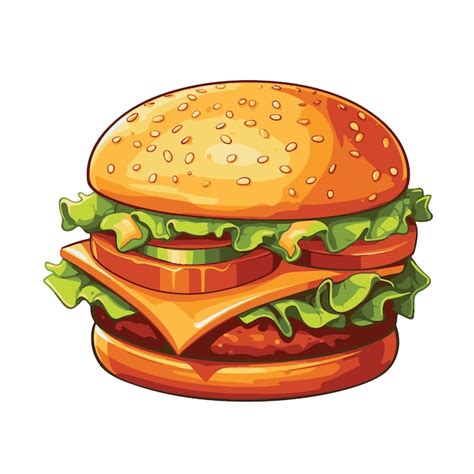 햄버거 패스트 푸드 손으로 그린 스케치 벡터 일러스트 레이 션 디자인 프리미엄 벡터