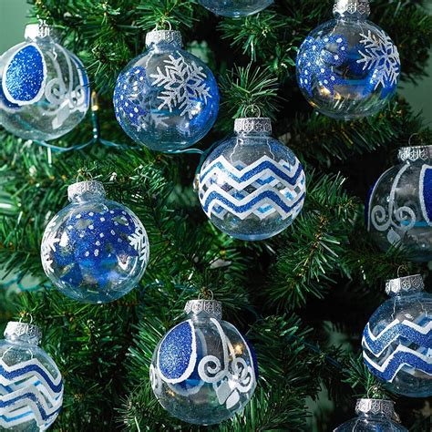 Joiedomi 12 Pcs 315” Clear Plastic Christmas Ball Ornaments Blue White