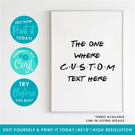 Editable Custom Sign Friends Theme Sign Diy Printable Instant