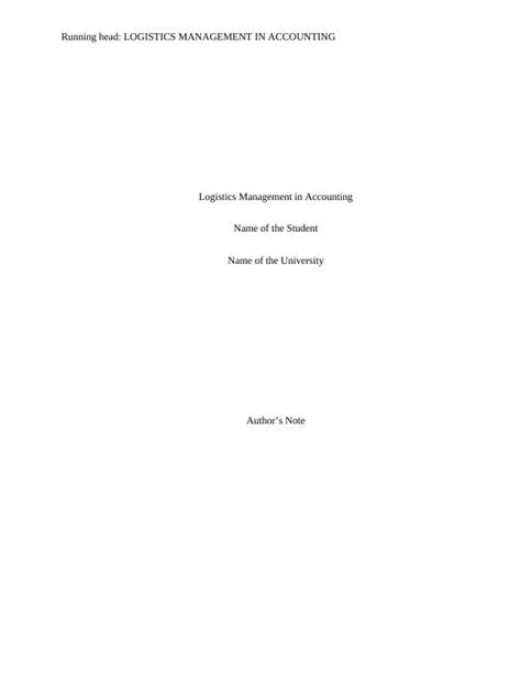 Logistics Management In Accounting Desklib