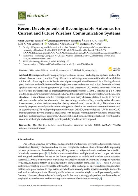 Recent Developments Of Reconfigurable Antennas For Current And Future Wireless Communication