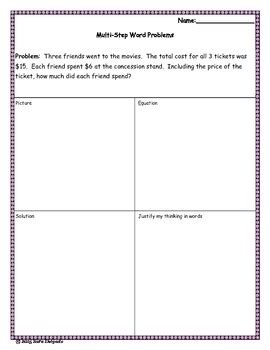 Multi Step Word Problem Freebie 3 OA 8 By Teaching Here And Teaching There