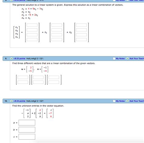 Solved The General Solution To A Linear System Is Given Chegg Com