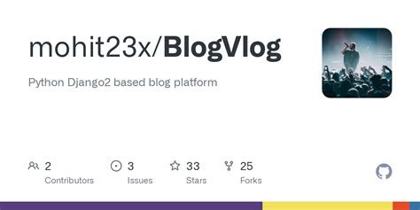 Github Mohit23xblogvlog Python Django2 Based Blog Platform