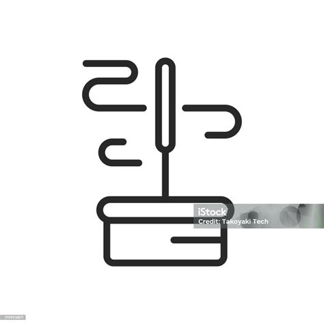 향 버너 아이콘입니다 명상과 영적 연습을 위한 향기로운 의식 도구의 벡터 선형 그림 편안하고 치유되는 향기를 위한 전통적인 홀더 Zen Mindfulness 요소 가열장치에