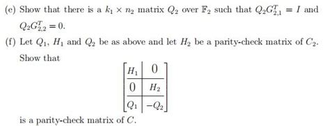 1 Let C Be A Binary Linear N1 K1 Dil Code And