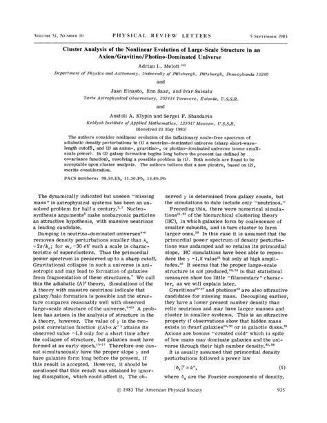 Pdf Cluster Analysis Of The Nonlinear Evolution Of Large Scale