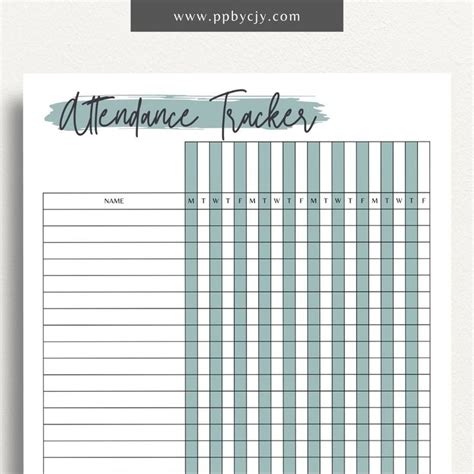 Class Attendance Tracker Printable Template Daily Weekly And Monthly