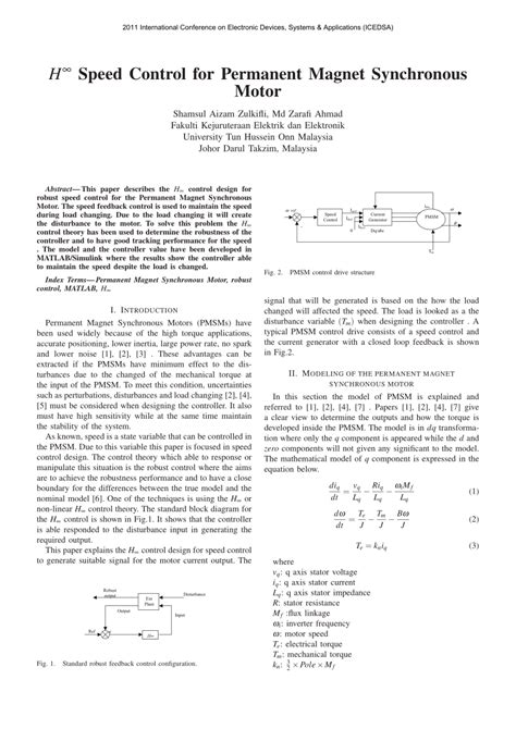 PDF H Speed Control For Permanent Magnet Synchronous Motor