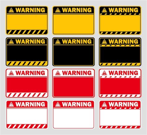 Premium Vector Warning Caution Set Sign Text Space Area Message Box Sticker Label Object Goods