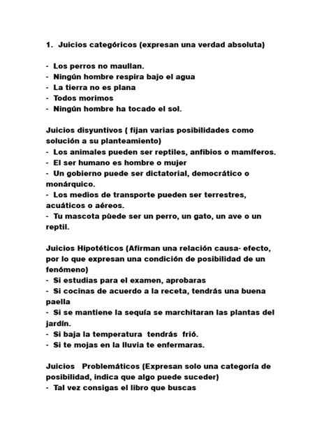 Ejemplos Tipos De Juicios Pdf