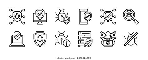Cyber Security Data Protection Technology Thin Stock Vector Royalty
