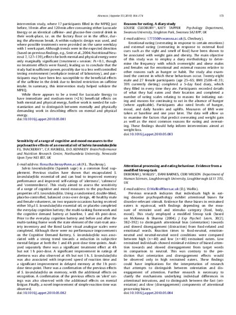 Pdf Attentional Processing And Eating Behaviour Evidence From A Modified Stroop Task