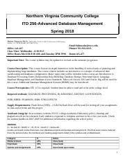 Advanced Database Management Course Syllabus Spring Course Hero
