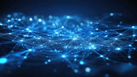 Futuristic Network Visualization In Blue Digital Particle Waves Stock