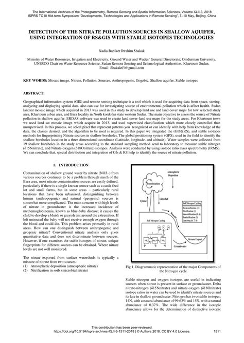 Pdf Detection Of The Nitrate Pollution Sources In Shallow Aquifer
