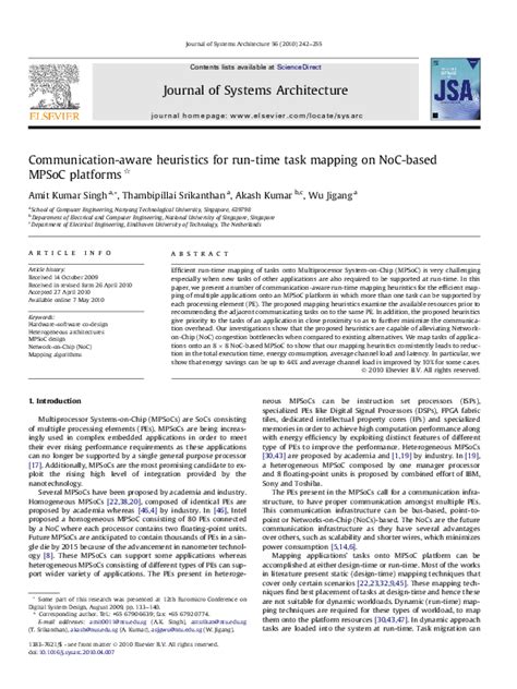 Pdf Communication Aware Heuristics For Run Time Task Mapping On Noc