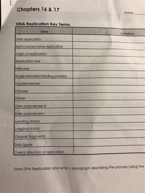 Solved Chapters 16 And 17 Name Dna Replication Key Terms Term