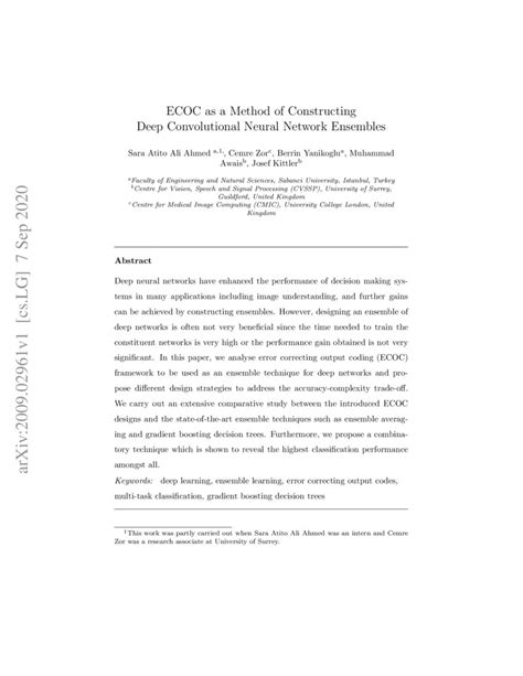Ecoc As A Method Of Constructing Deep Convolutional Neural Network